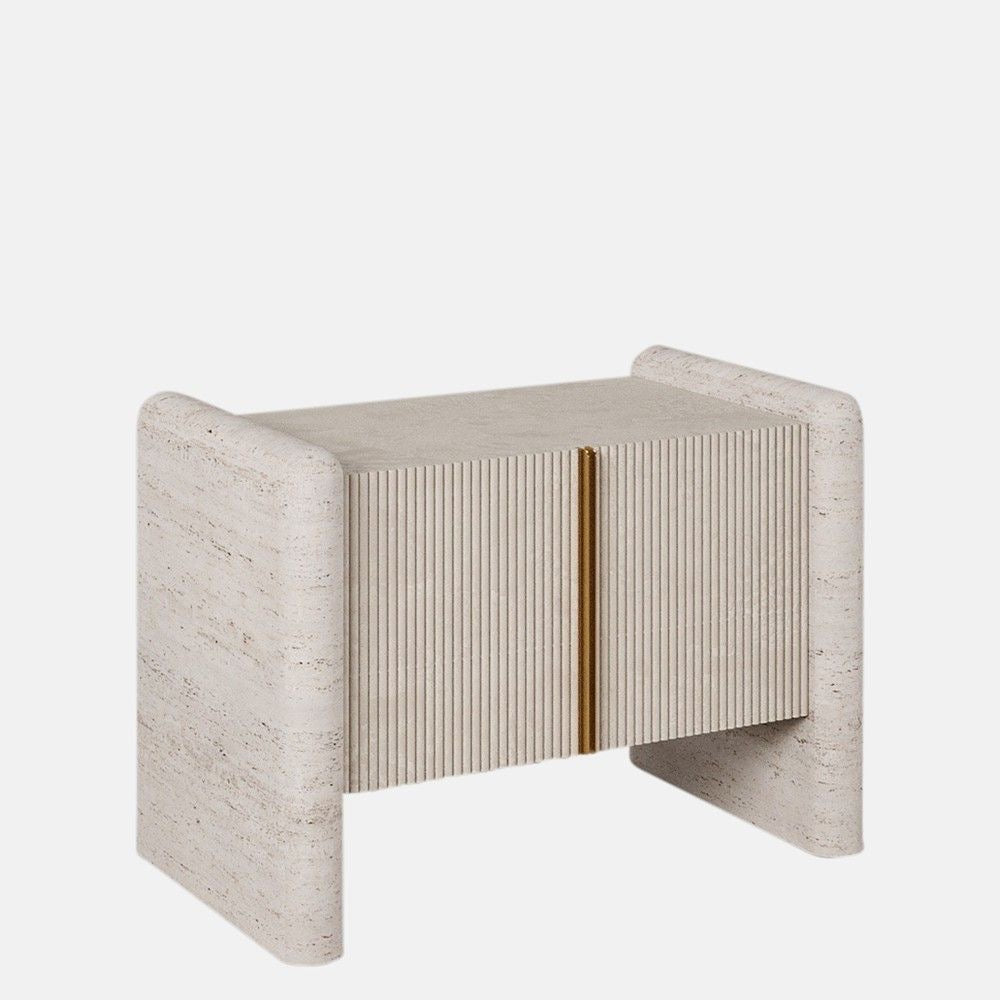 Flutes Travertine nightstand – Jeffsfurniture
